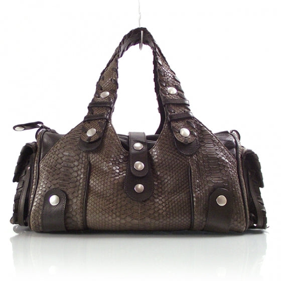 Chloe Python Silverado Shoulder Bag Dark Brown 11068 – FASHIONPHILE