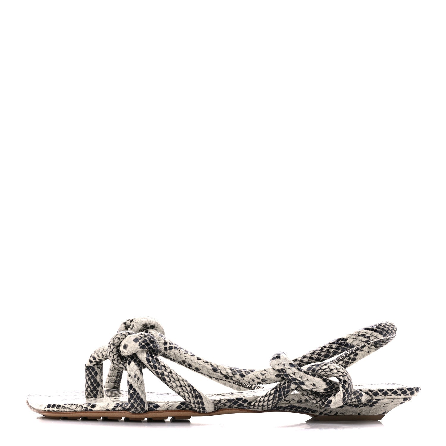Bottega Veneta Calfskin Knotted Python Print Jimbo Flat Sandals 40 White 1361883 – FASHIONPHILE
