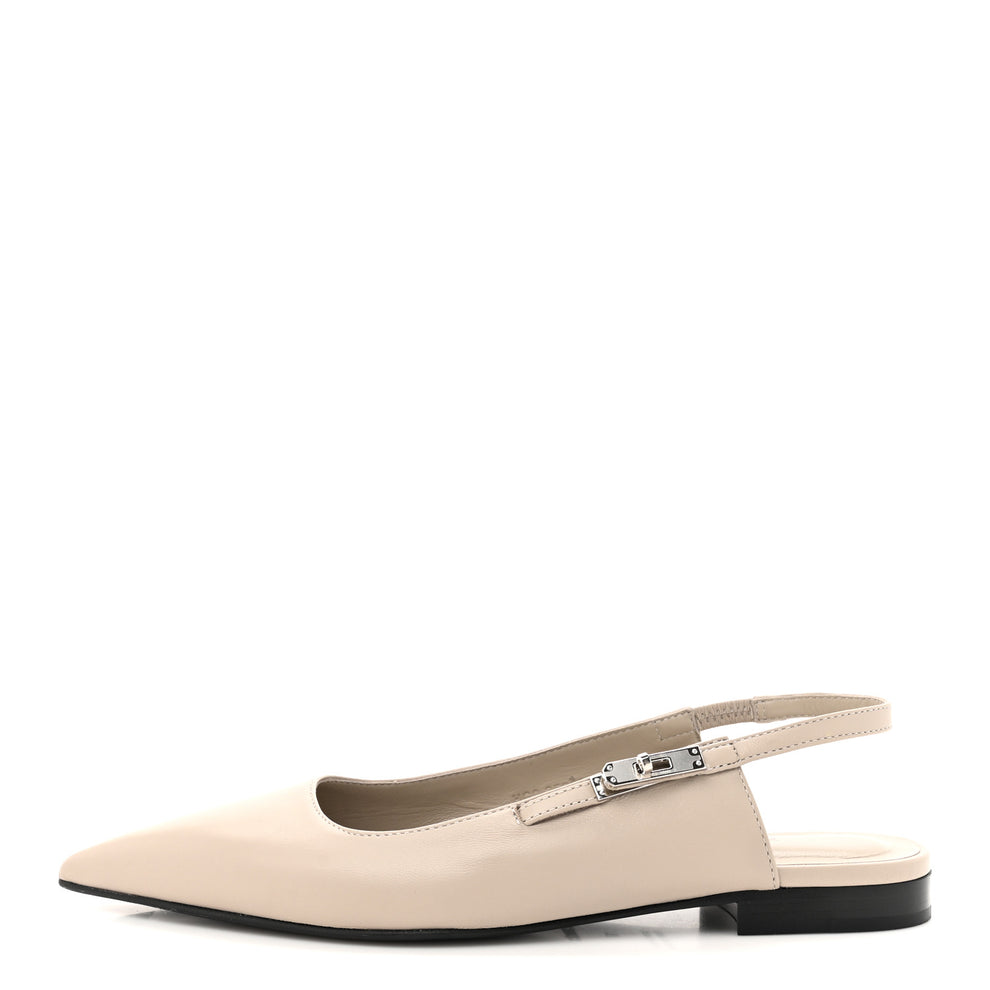 Hermes Nappa Lovely Slingback Flats 37 Beige Galet 1712368 – FASHIONPHILE