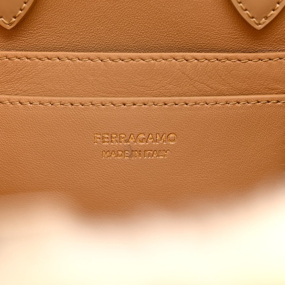 Salvatore Ferragamo Merino Smooth Calfskin Mini Hug Bag Natural Nude ...