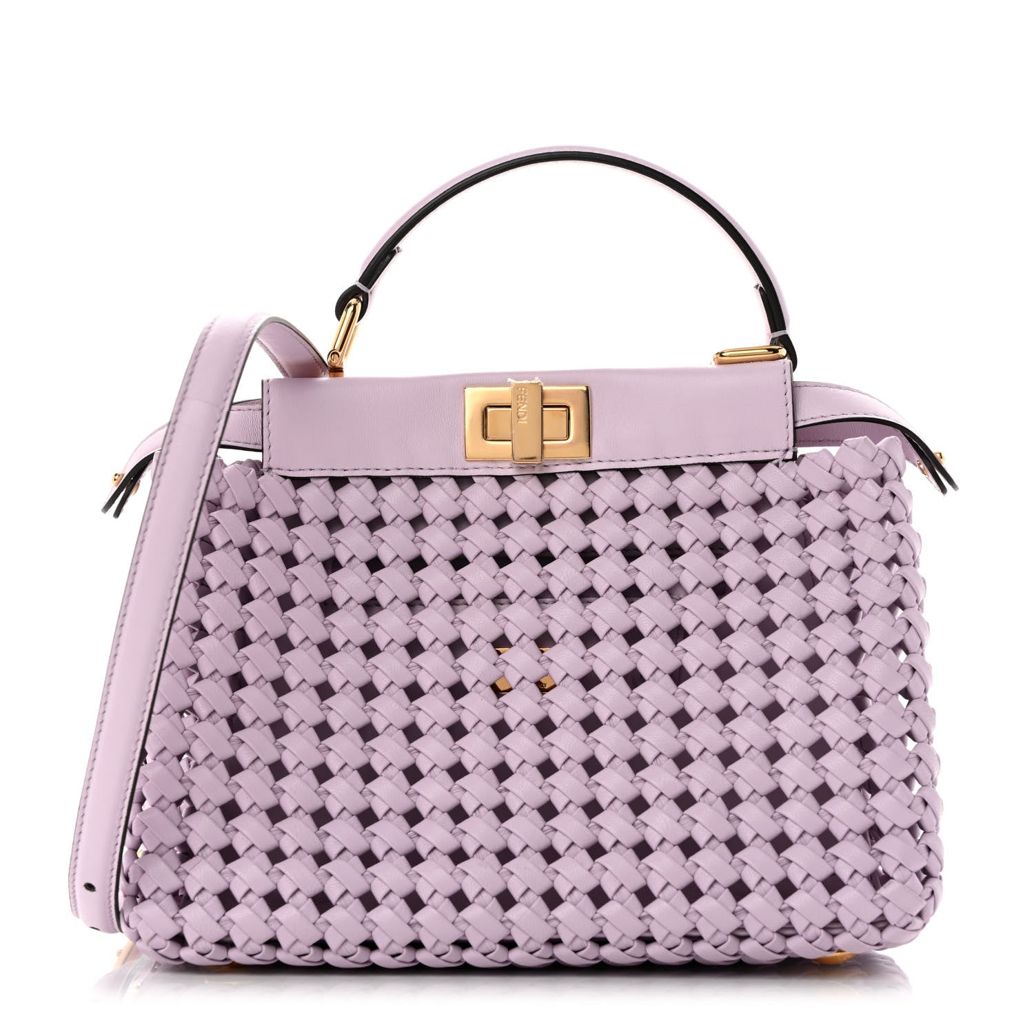 Fendi Nappa Intreccio Stacked Bar Mini Peekaboo Iconic Satchel Anemone ...