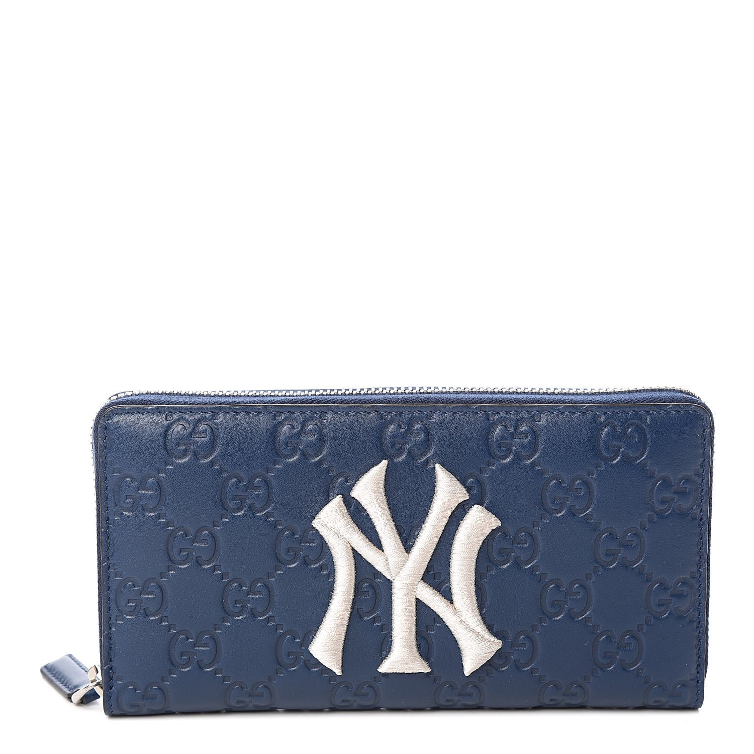 Gucci X MLB Guccissima Signature NY Yankees Embroidered Zip Around ...
