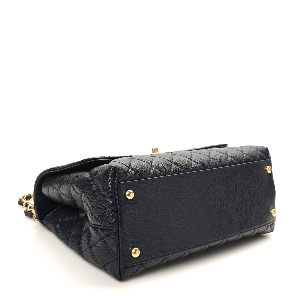Chanel Caviar Quilted Small Coco Chain Handle Flap Navy Blue 1787555 ...