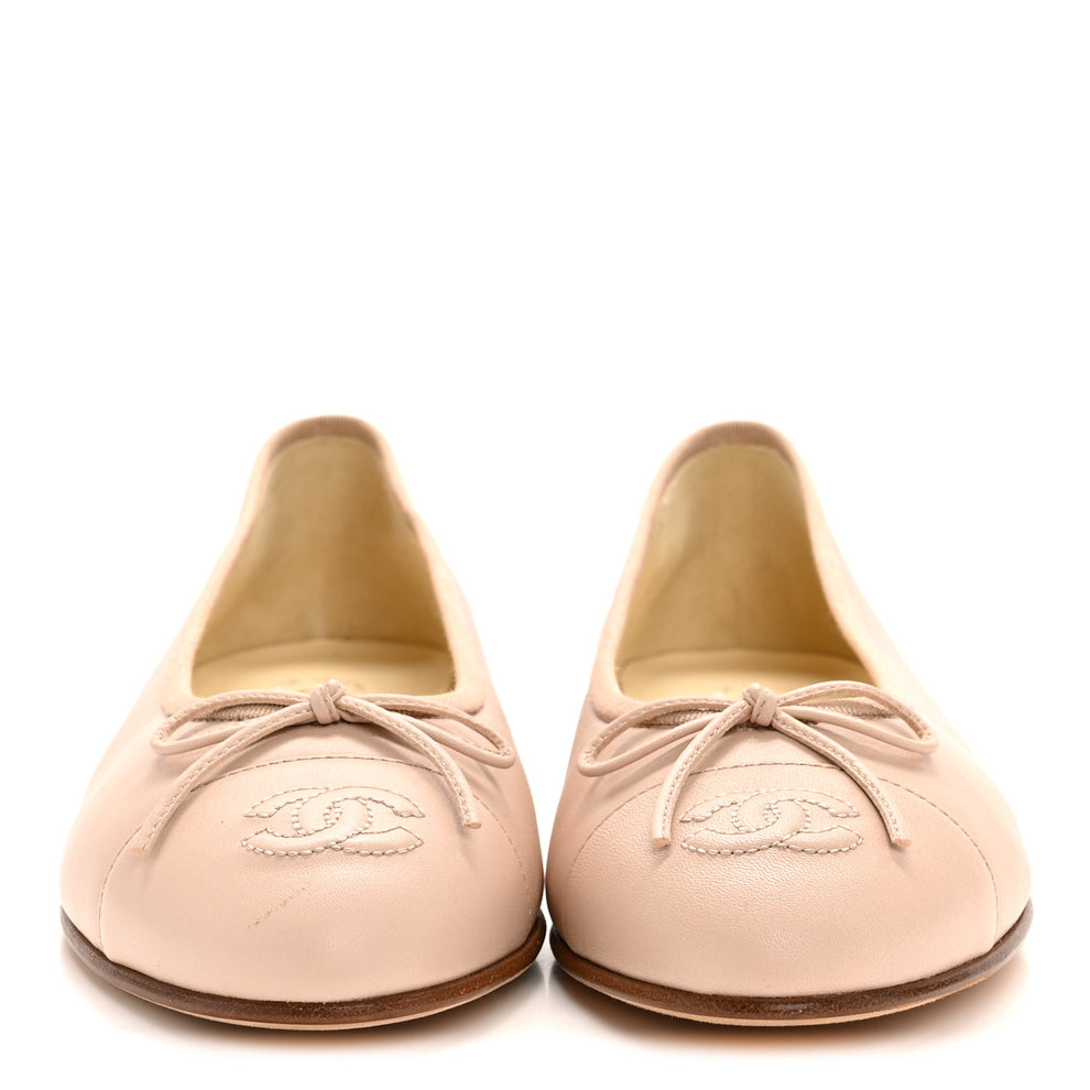 Chanel Lambskin Cap Toe CC Ballerina Flats 37 Beige 1796747 – FASHIONPHILE