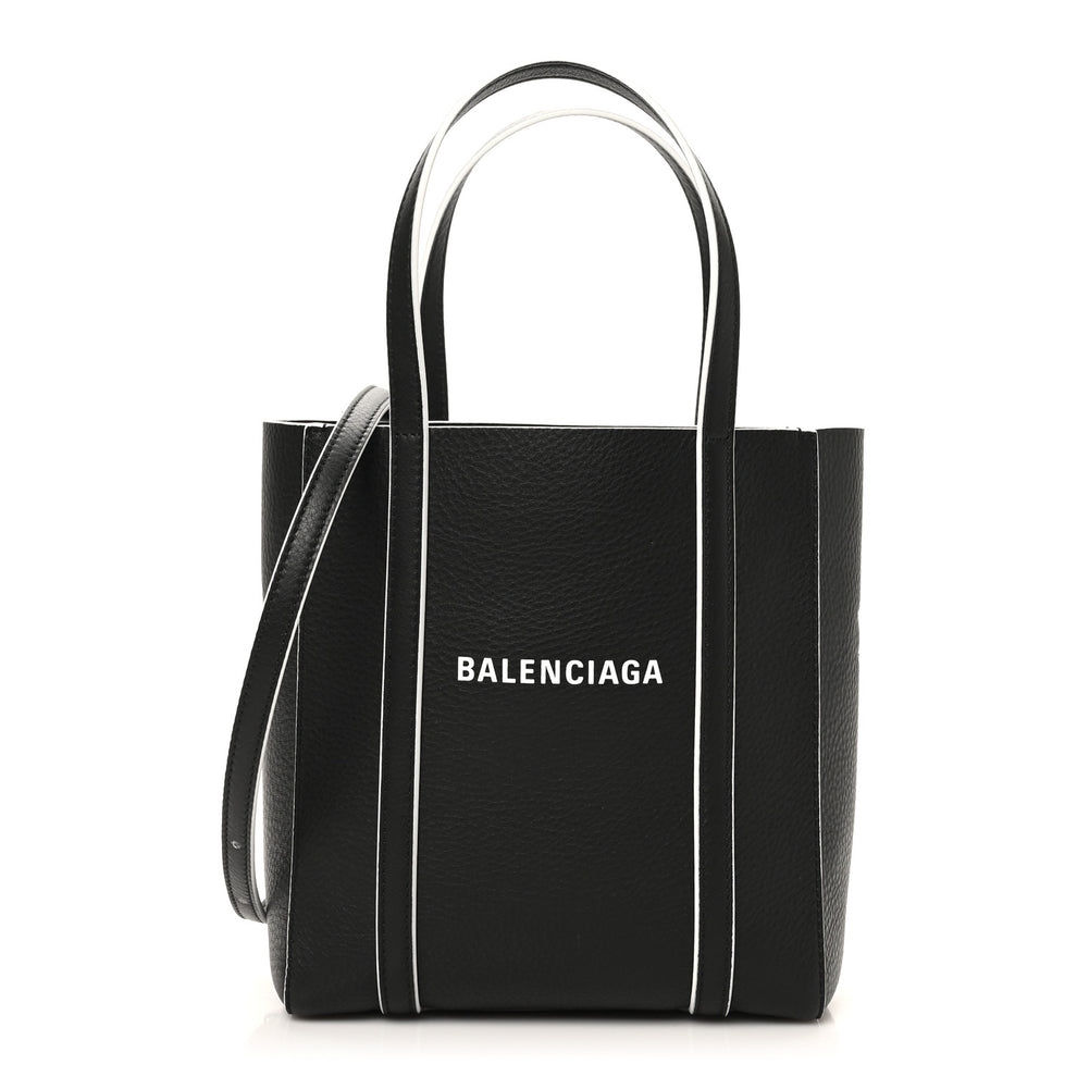 Balenciaga Smooth Calfskin Logo Double Sided XXS Everyday Tote Black ...
