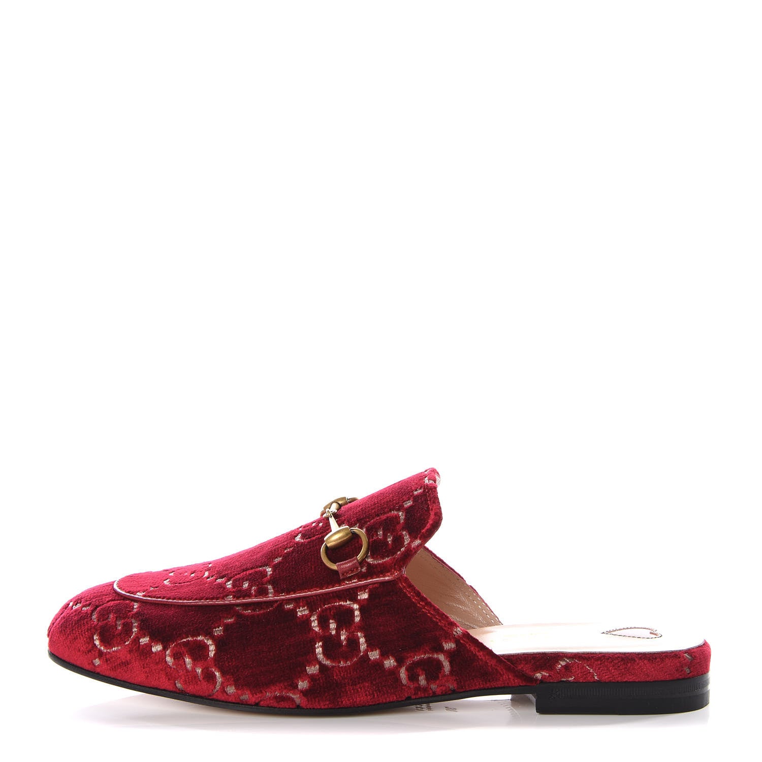 Gucci Velvet GG Monogram Womens Princetown Slippers 38 Red Cipria ...