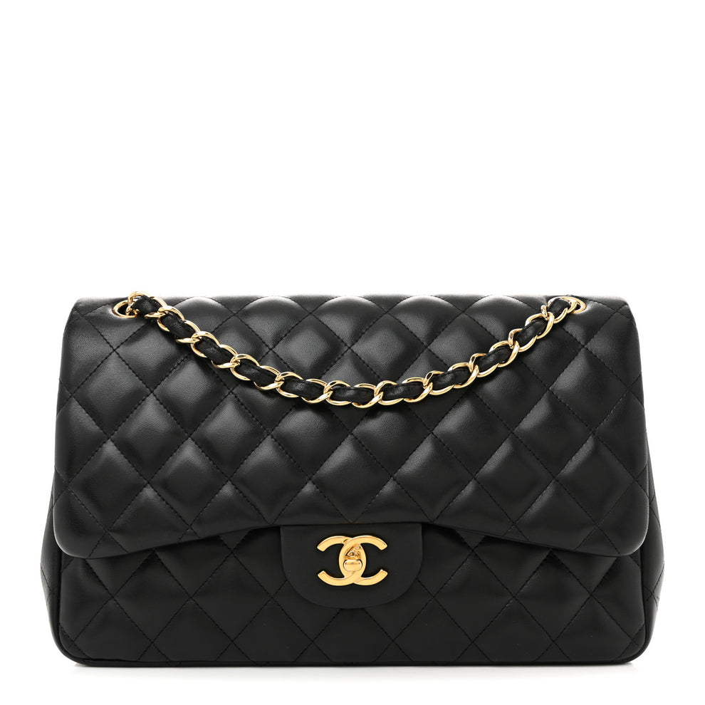 Chanel Lambskin Quilted Jumbo Double Flap Black 1780177 – FASHIONPHILE