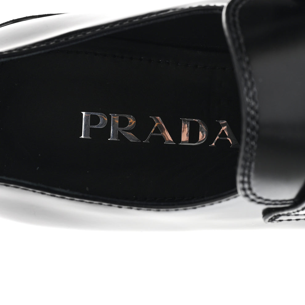 Prada Spazzolato Metal Triangle Logo 50mm Loafers 38 Black 1758089 ...