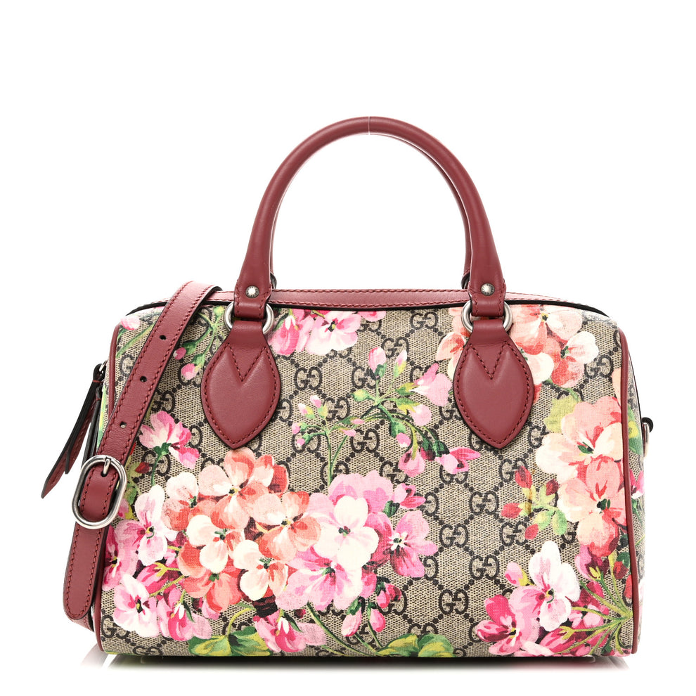 Gucci GG Supreme Monogram Blooms Small Boston Beige Multicolor Dry Rose ...