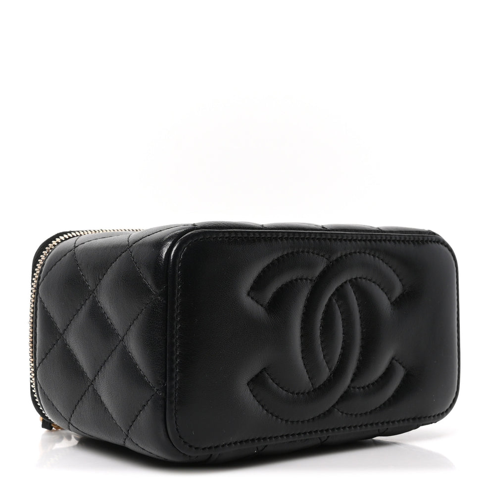 Chanel Lambskin Quilted Pearl Crush Small Vanity Case With Chain Black ...