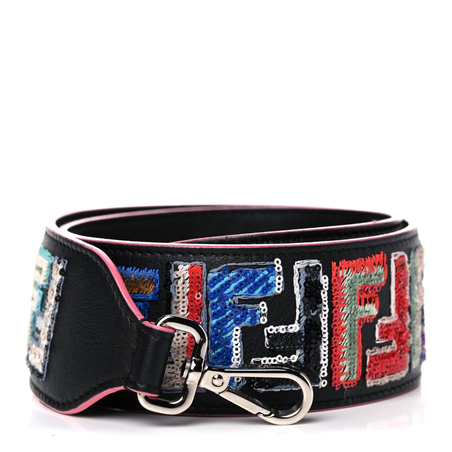 Fendi Calfskin Sequin Fun Fair Strap You Black Multicolor 870444 ...