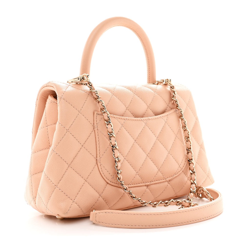 Chanel Caviar Quilted Mini Coco Handle Flap Light Pink 1790982 ...