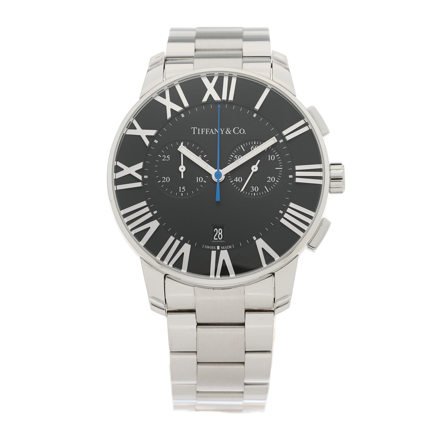 Tiffany Stainless Steel 42mm Atlas Chronograph Quartz Watch Black ...