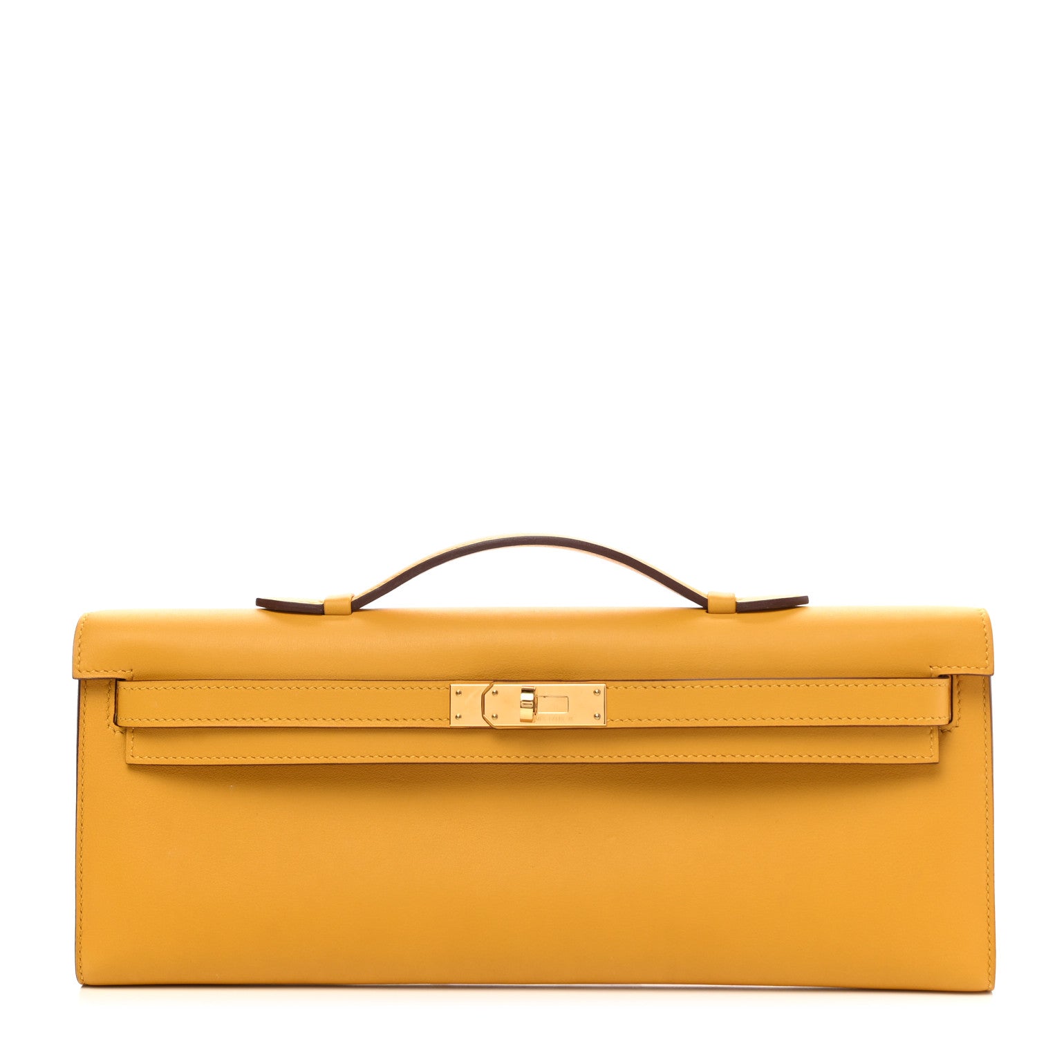Hermes Swift Kelly Cut Clutch Pochette Jaune Ambre 945997 – FASHIONPHILE