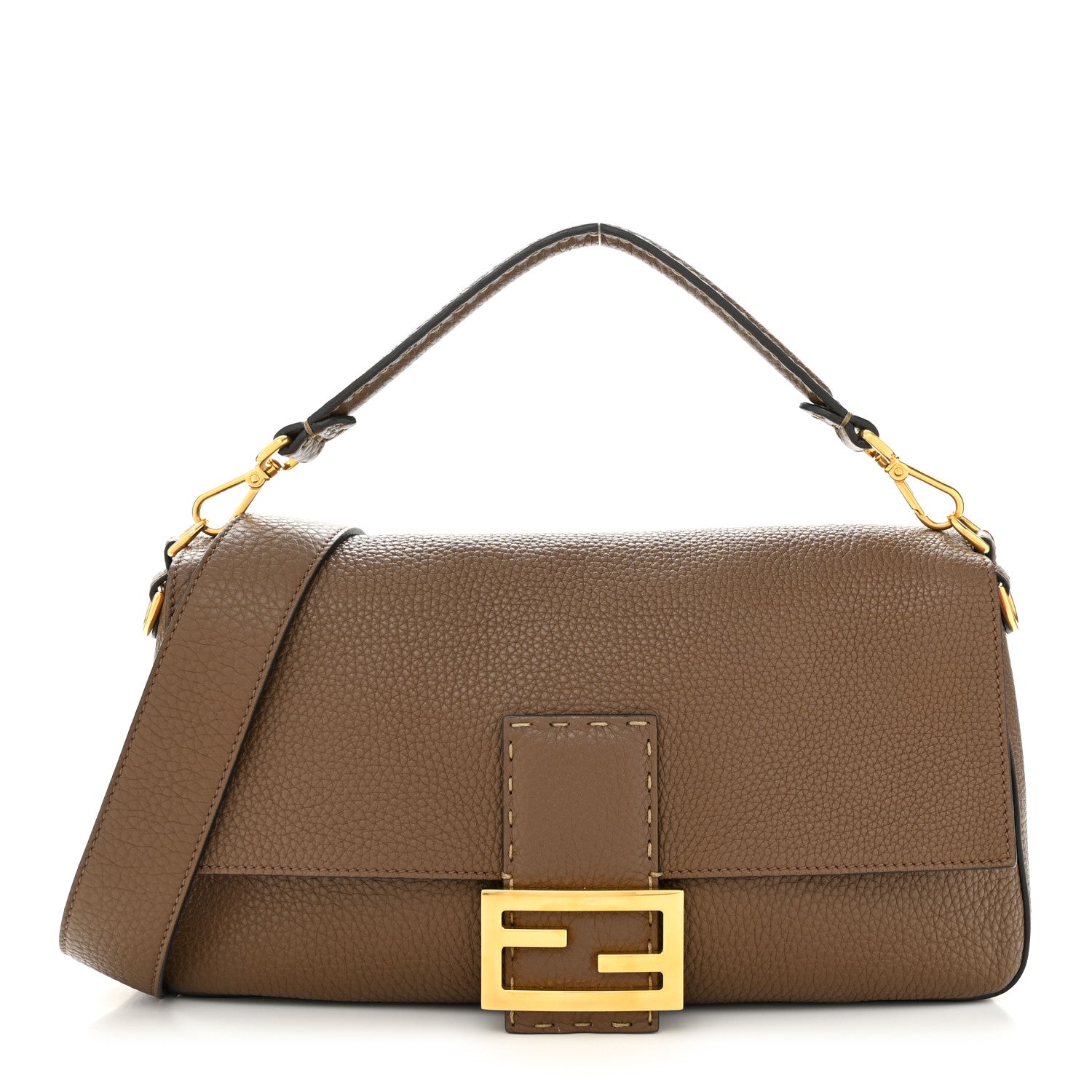 Fendi Cuoio Romano Selleria Large Baguette Fango Papavero 1453836 ...