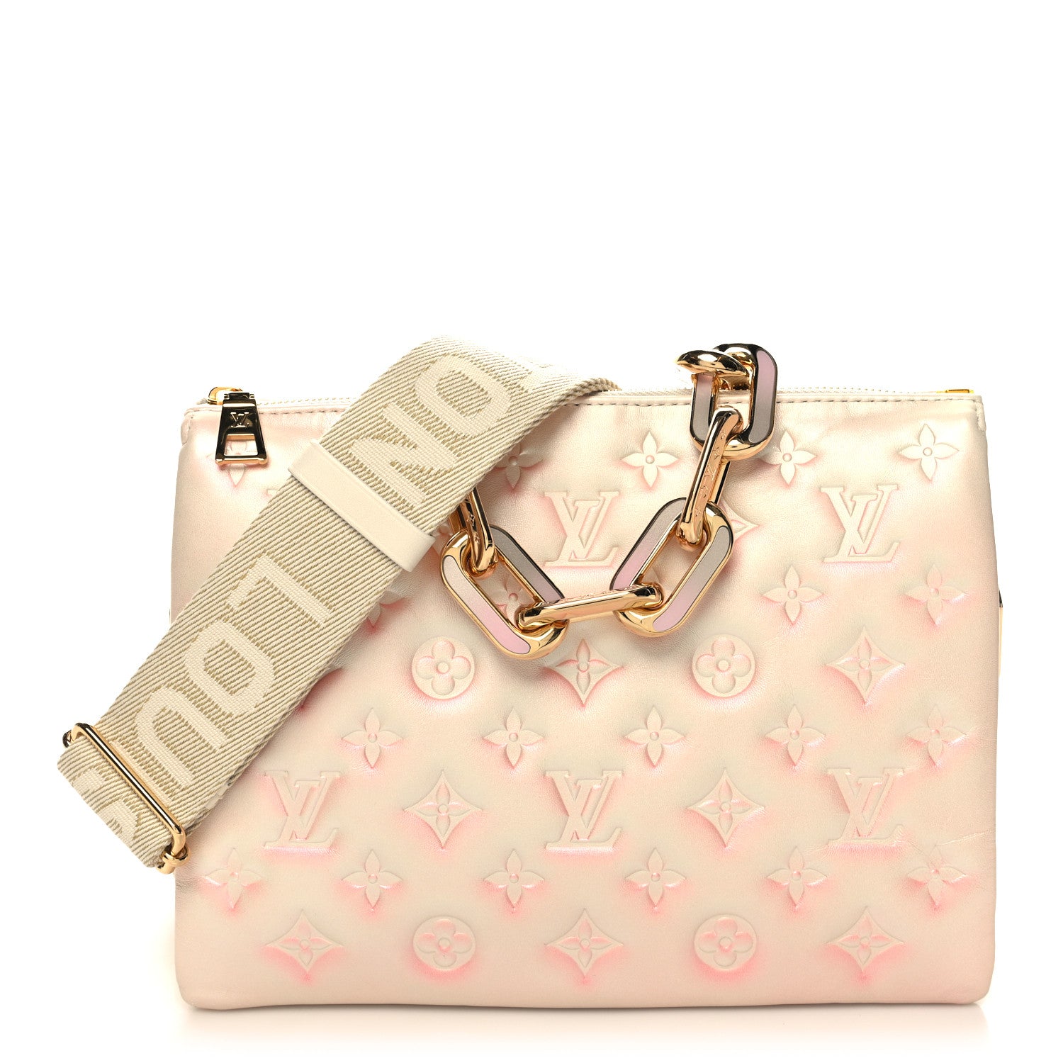 Louis Vuitton Pearlescent Lambskin Embossed Monogram Coussin PM Beige ...
