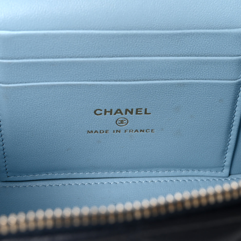 Chanel Lambskin Quilted Small Top Handle Vanity Case With Chain Dark ...