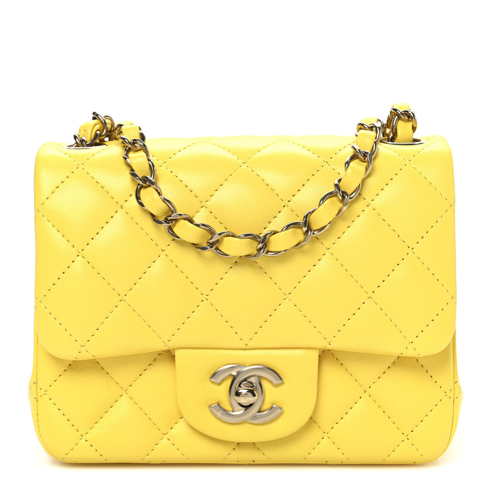 Chanel Lambskin Quilted Mini Square Flap Yellow 1798035 – FASHIONPHILE