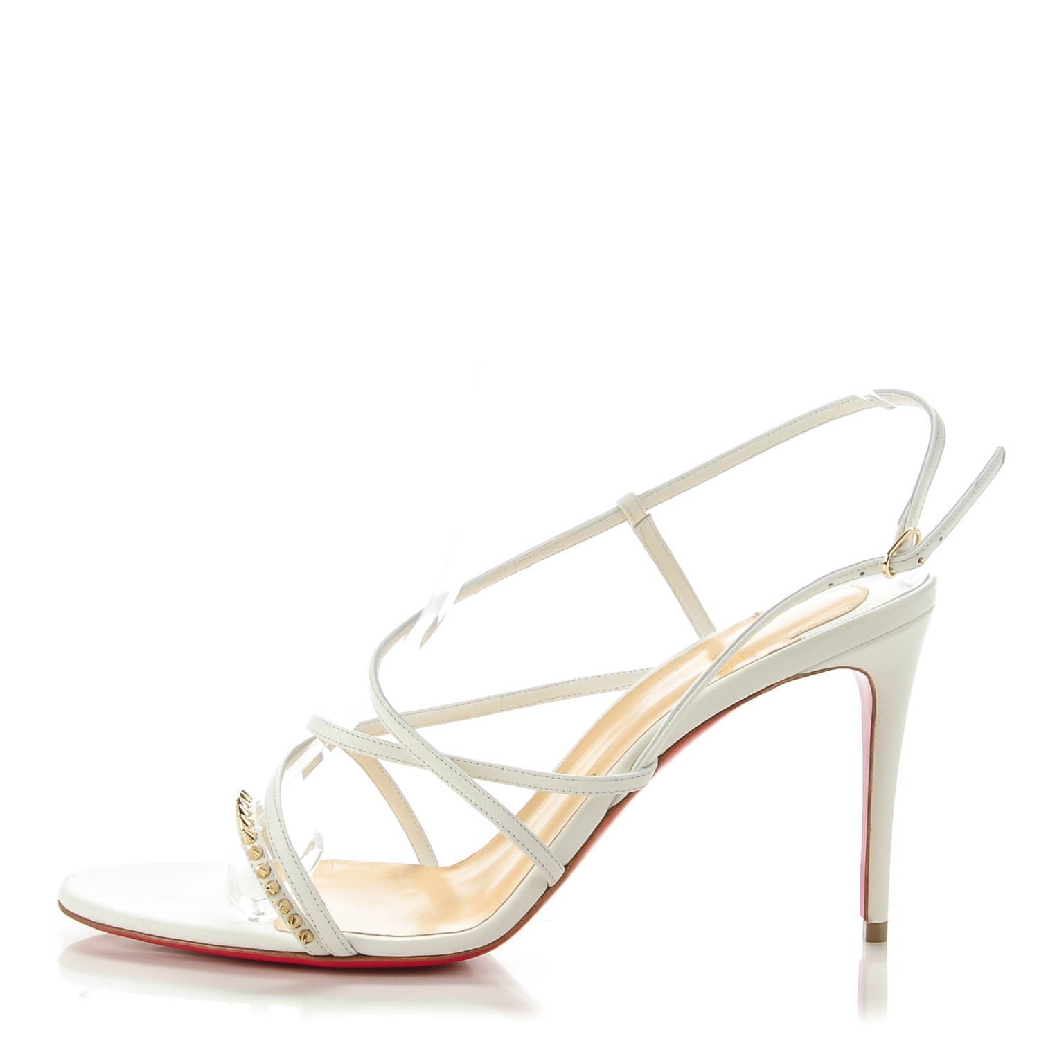 Christian Louboutin Kid Gwinispike 85 Sandals 41.5 Neige Light Gold ...