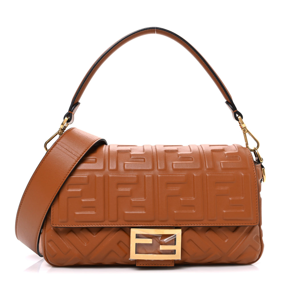 Fendi Nappa FF 1974 Embossed Baguette Brandy 1769809 – FASHIONPHILE