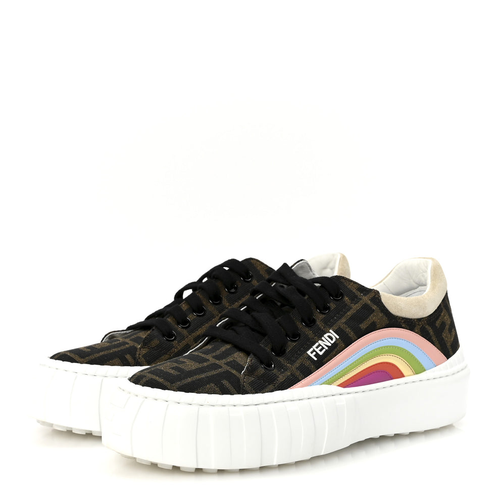 Fendi Fabric Jacquard FF Rainbow Womens Fendi Force Low-Top Sneakers 38 ...