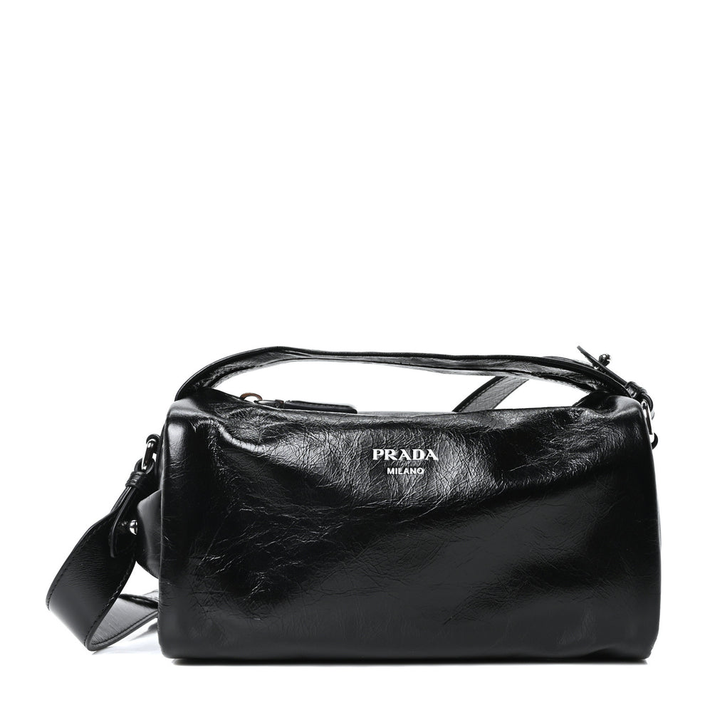 Prada Soft Lux Calfskin Shoulder Bag Black 1787382 – FASHIONPHILE