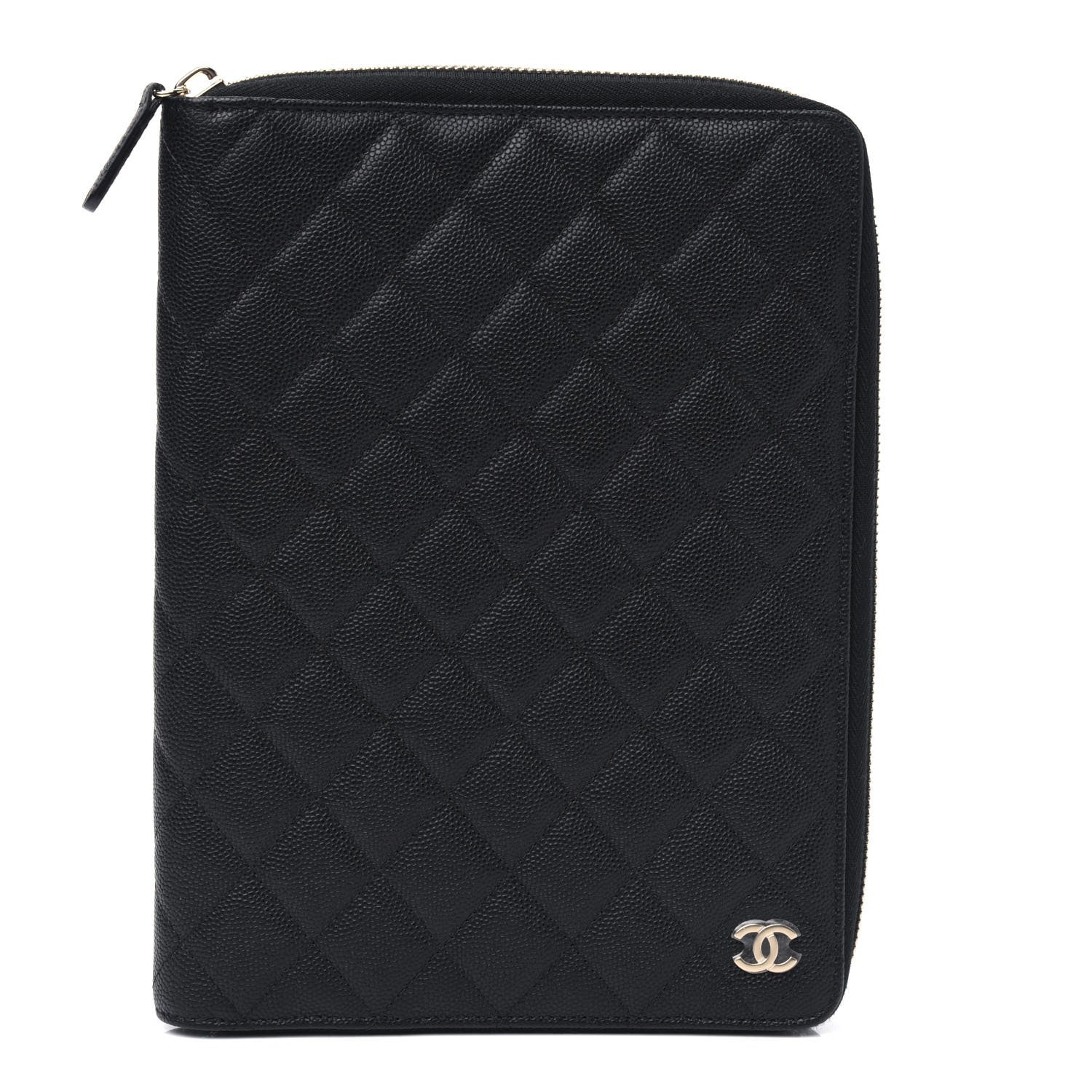 Chanel Caviar Quilted Zip Around Notebook Agenda Cover Black 778043 ...