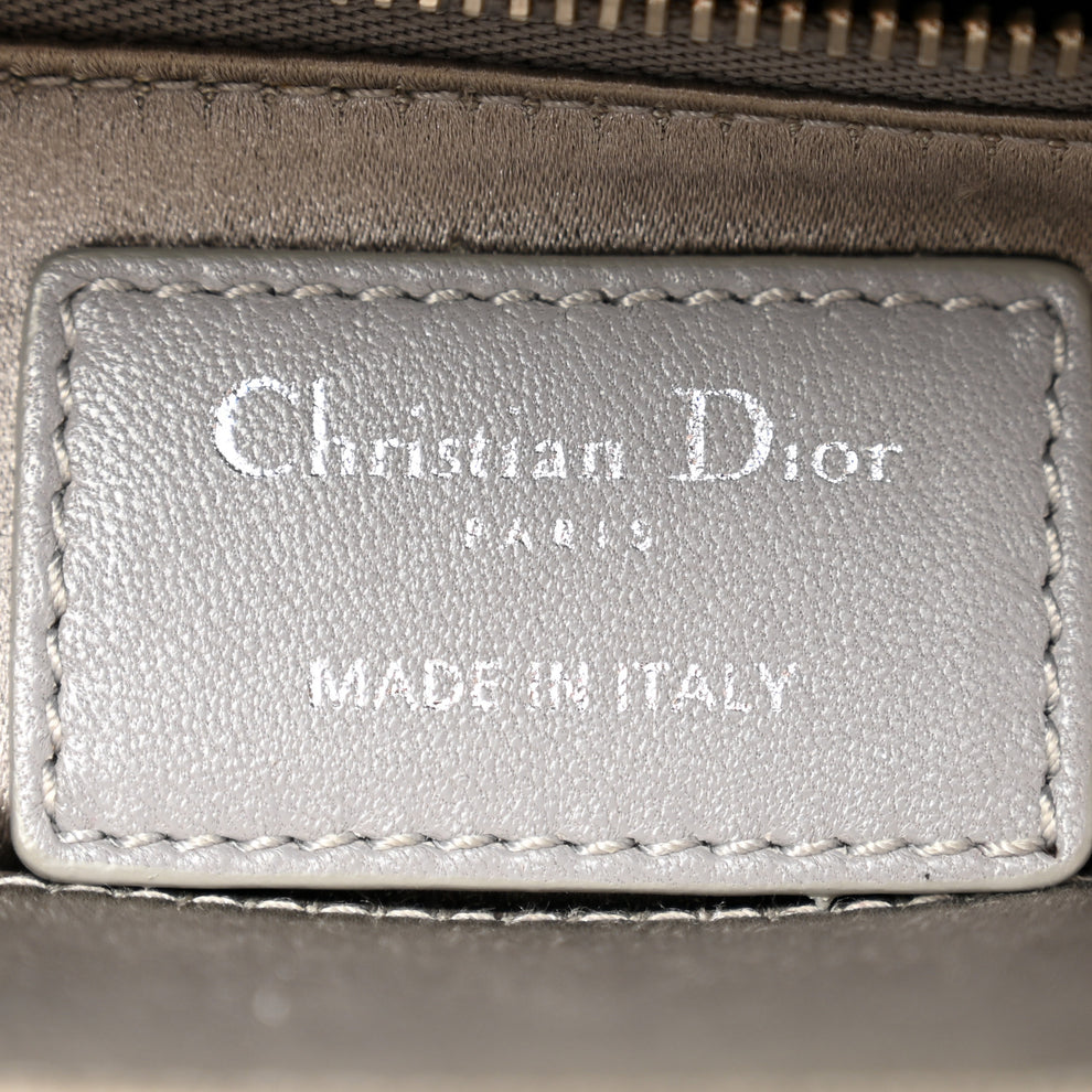 Christian Dior Satin Crystal Cannage Mini Lady Dior Gray 1788891 ...