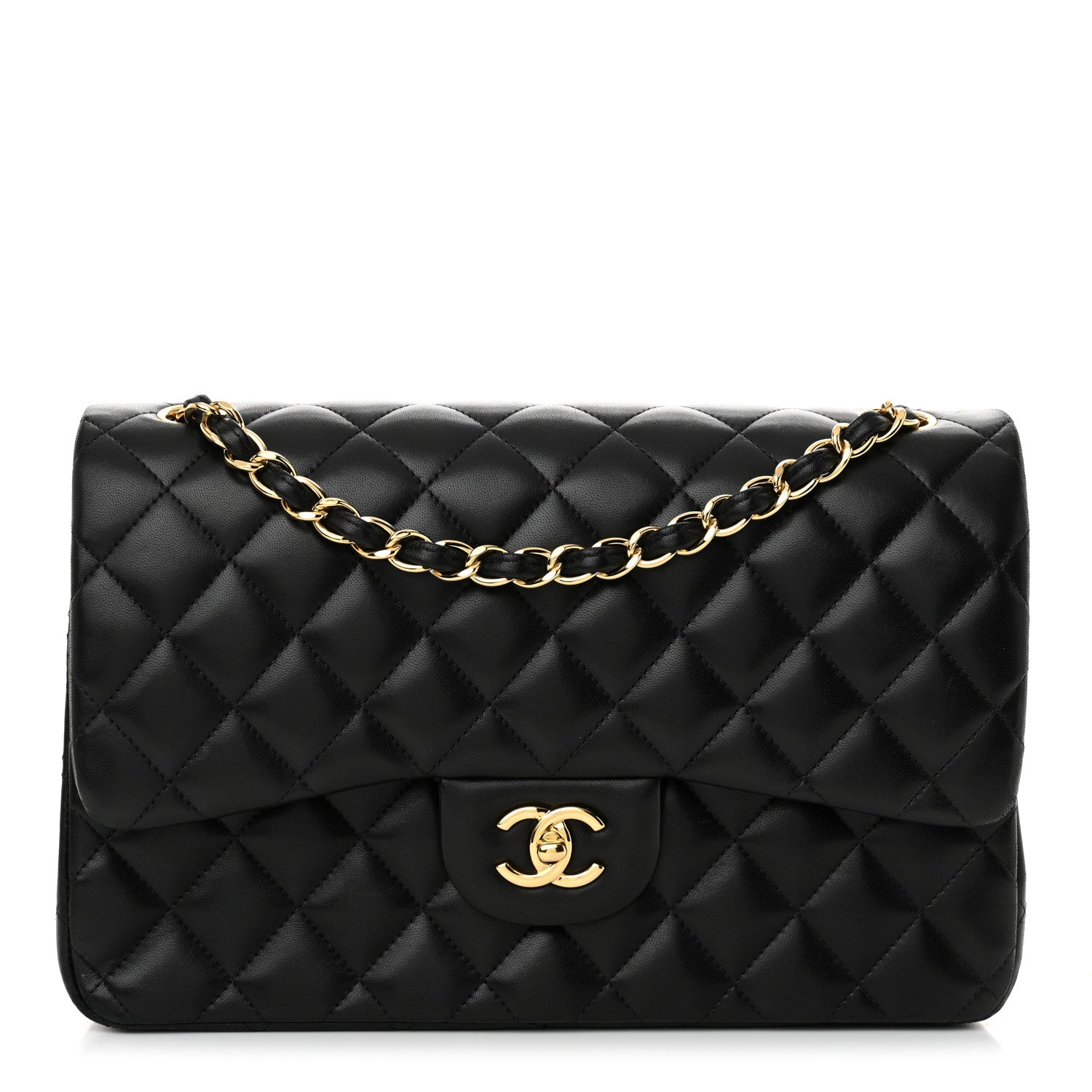 Chanel Lambskin Quilted Jumbo Double Flap Black 1673810 – FASHIONPHILE