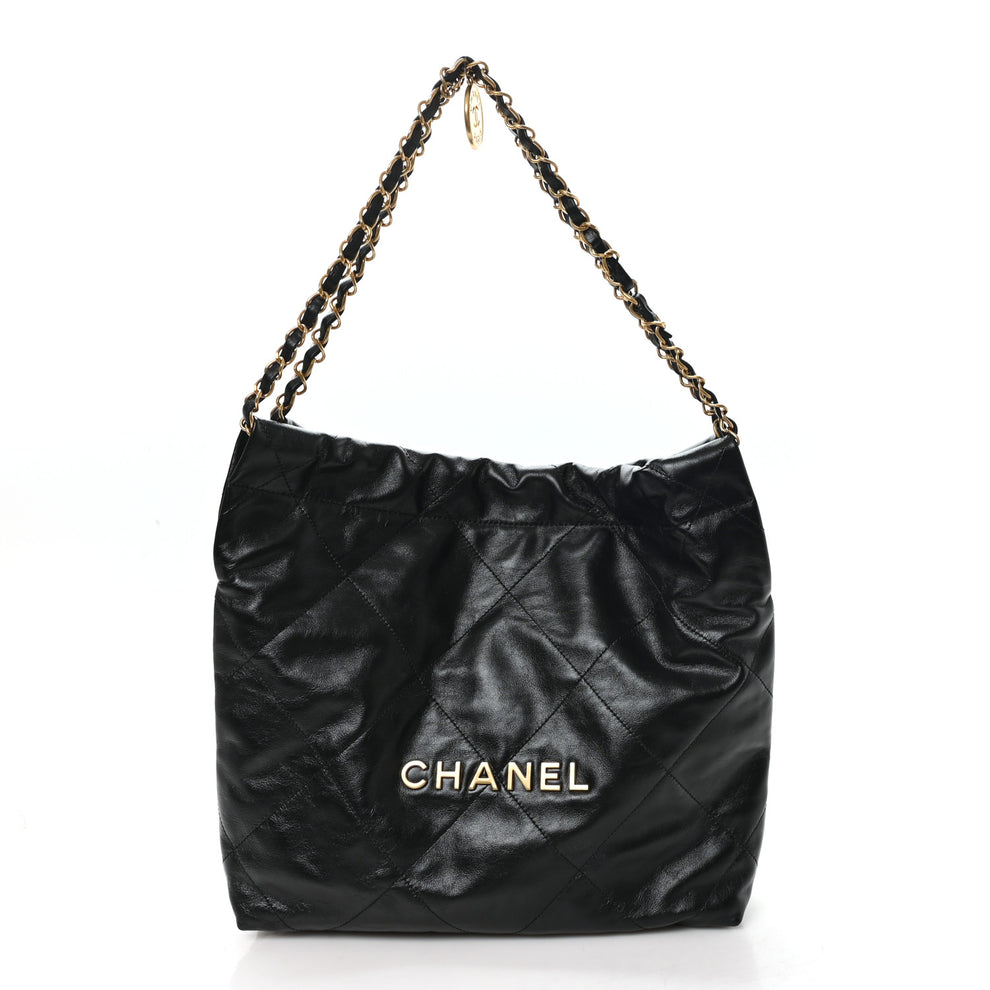 Chanel Shiny Calfskin Quilted Small Chanel 22 Black 1887796 – FASHIONPHILE