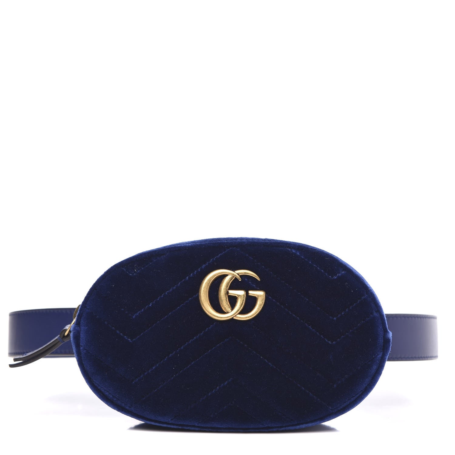 Gucci Velvet Matelasse GG Marmont Belt Bag 85 34 Cobalt Blue 665854 ...