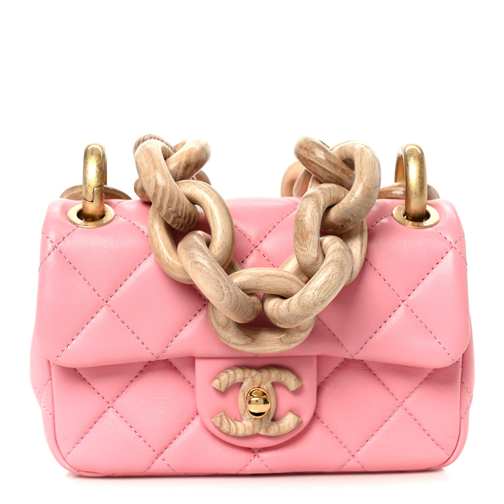 Chanel Lambskin Wenge Quilted Mini Fashion Wood Square Flap Pink ...