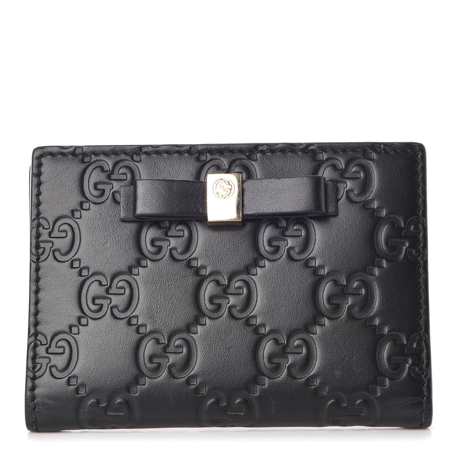 Gucci Guccissima Bow Train Pass Case Black 357248 – FASHIONPHILE