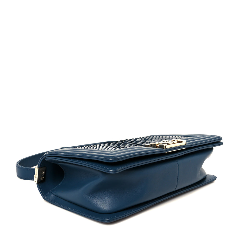Chanel Snakeskin Medium Boy Flap Blue 1791511 – FASHIONPHILE