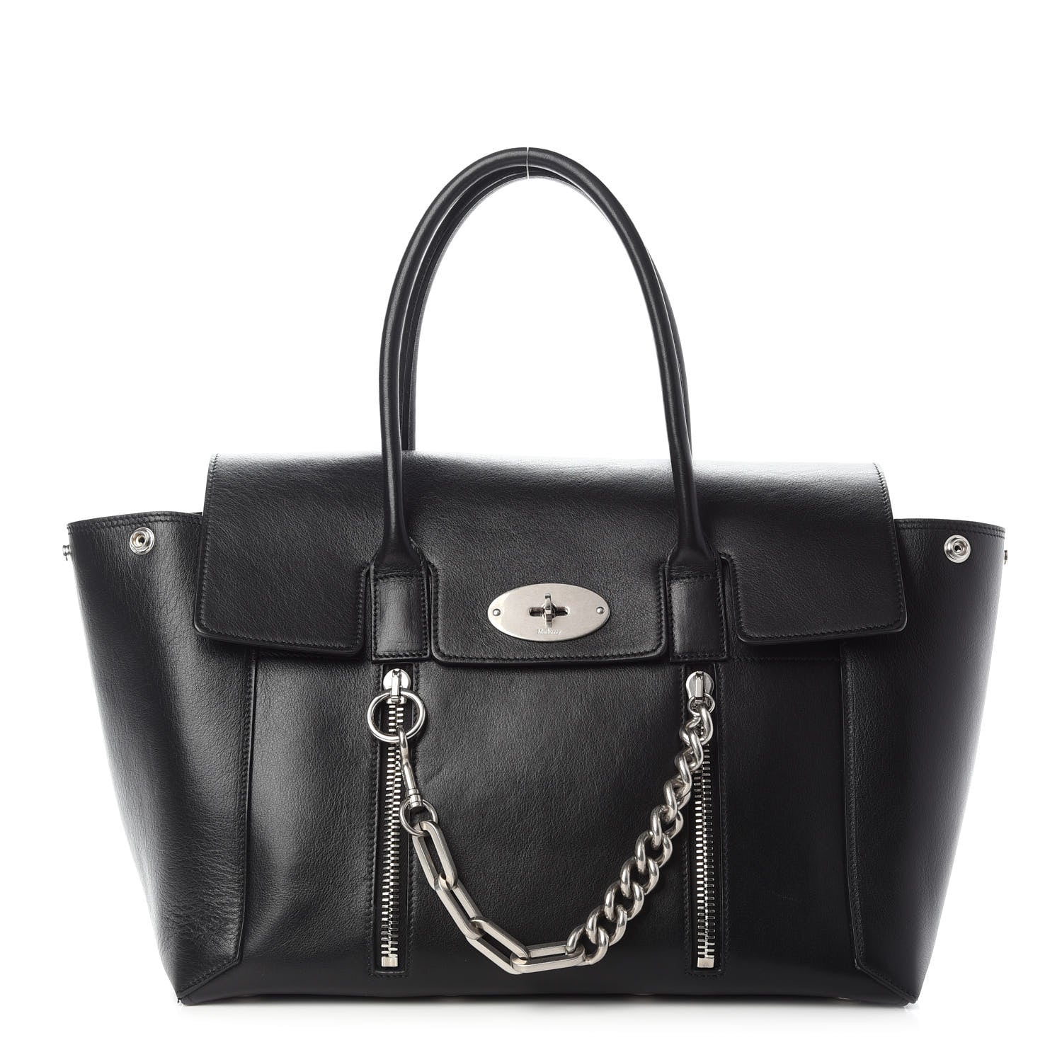 Mulberry Calfskin Zip Chain Bayswater Black 1040740 – FASHIONPHILE