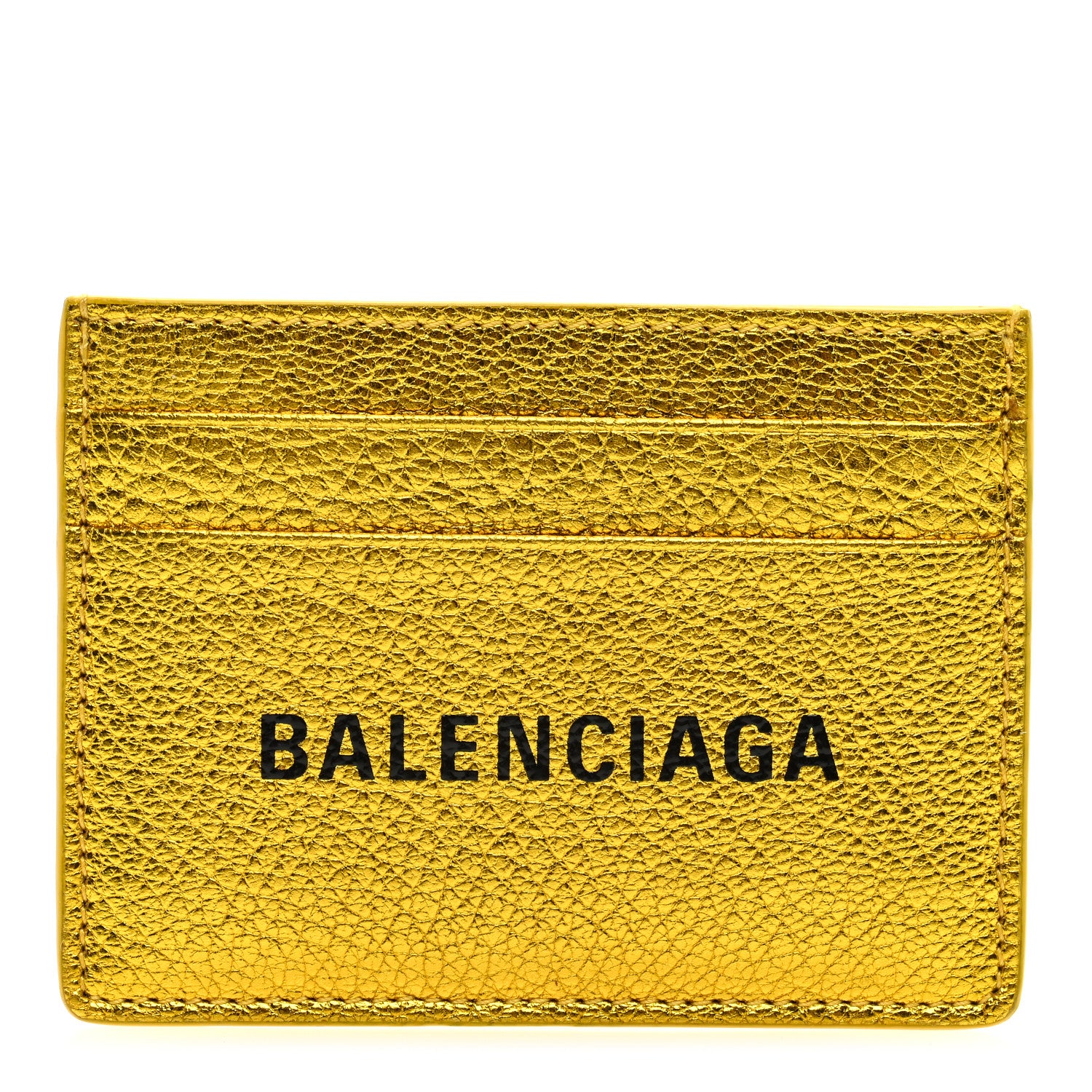 Balenciaga Metallic Goatskin Logo Everyday Multi Card Case Oro Black ...