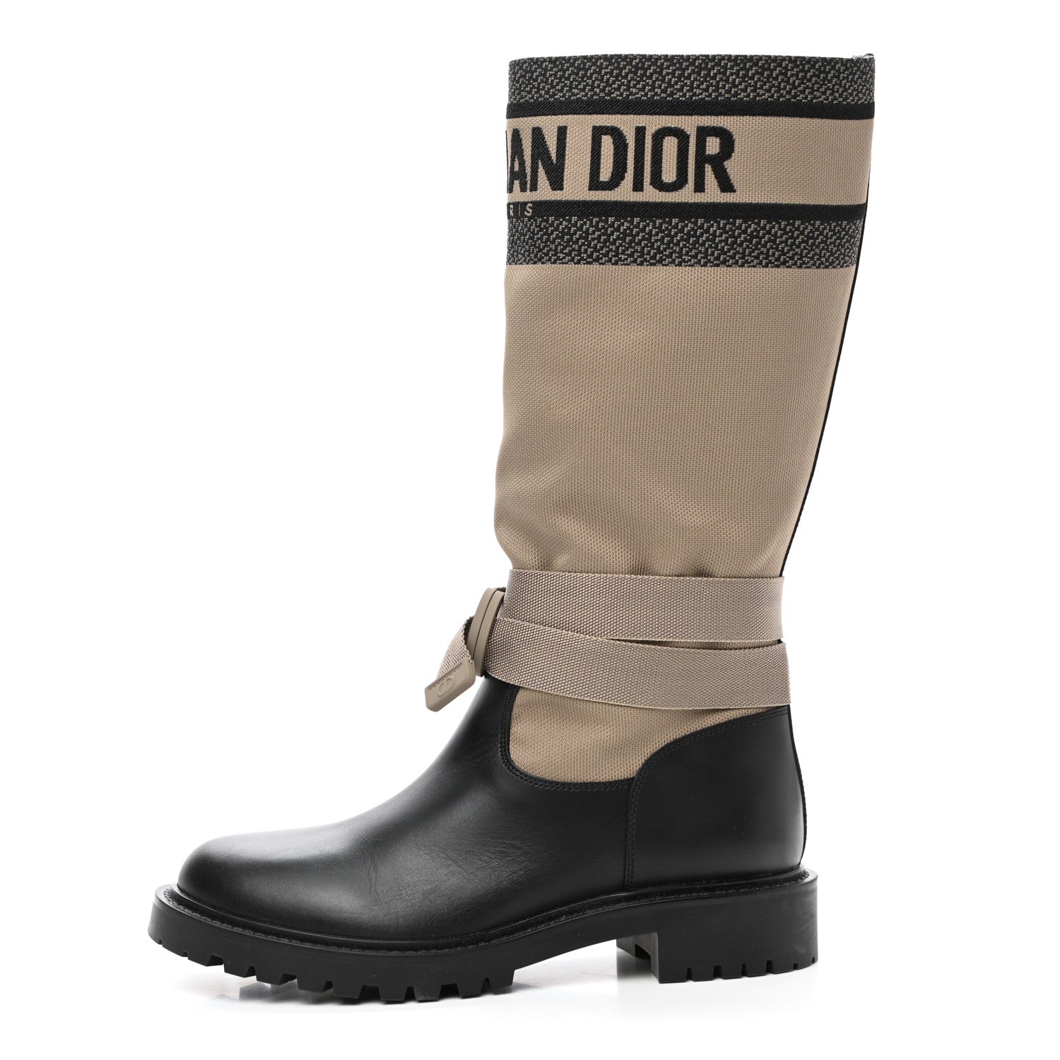 Christian Dior Technical Fabric Calfskin D-Major Boots 37.5 Taupe Black ...
