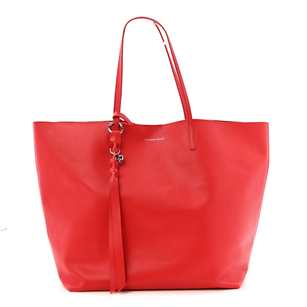 Alexander McQueen Grained Calfskin Skull Open Shopper Tote Red 1786878 ...