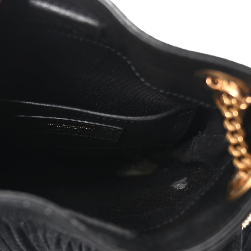 Saint Laurent Suede Calfskin Small Grace Fringed Hobo Bag Rope Black ...