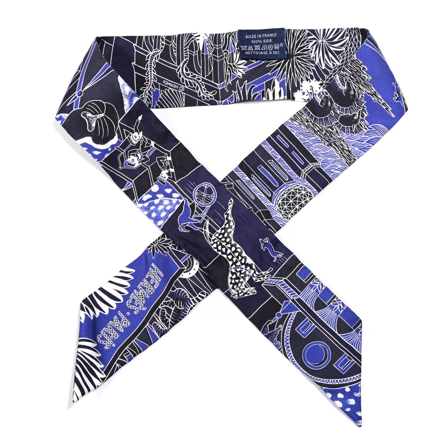 Hermes Silk Animapolis Plumetis Twilly Marine Bleu Royal 787303 ...