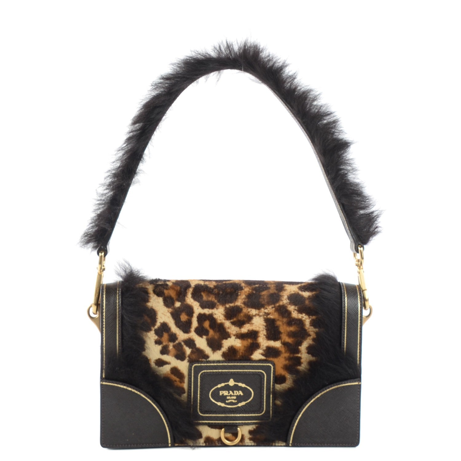 Prada Calf Hair Leopard Print Shoulder Bag Avorio 123175 – FASHIONPHILE