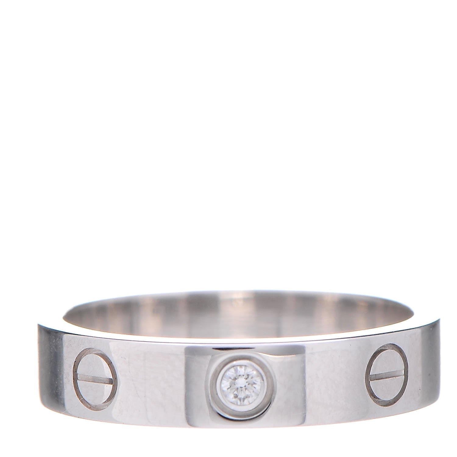 Cartier 18K White Gold Diamond 4mm LOVE Wedding Band Ring 50 5.25 ...