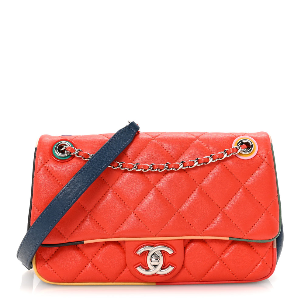Chanel Lambskin Plexiglass Quilted Small Cuba Color Flap Red Multicolor ...