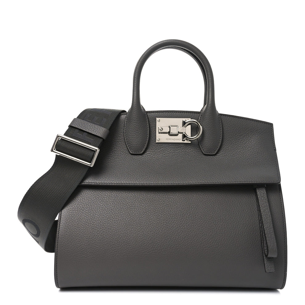 Salvatore Ferragamo Calfskin Medium Studio Soft Bag Grey 1780116 ...
