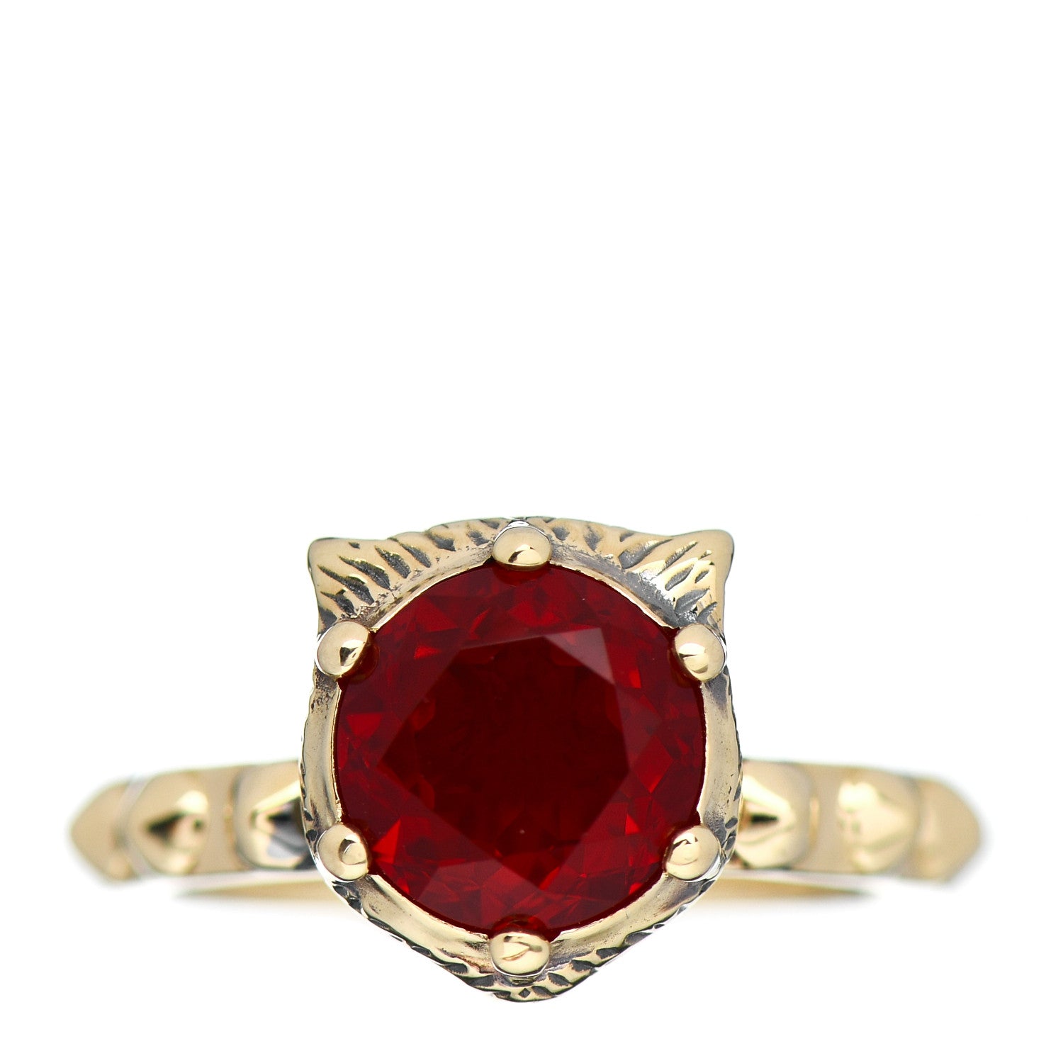 Gucci 18K Yellow Gold Diamond Fire Opal Le Marché Des Merveilles Feline ...