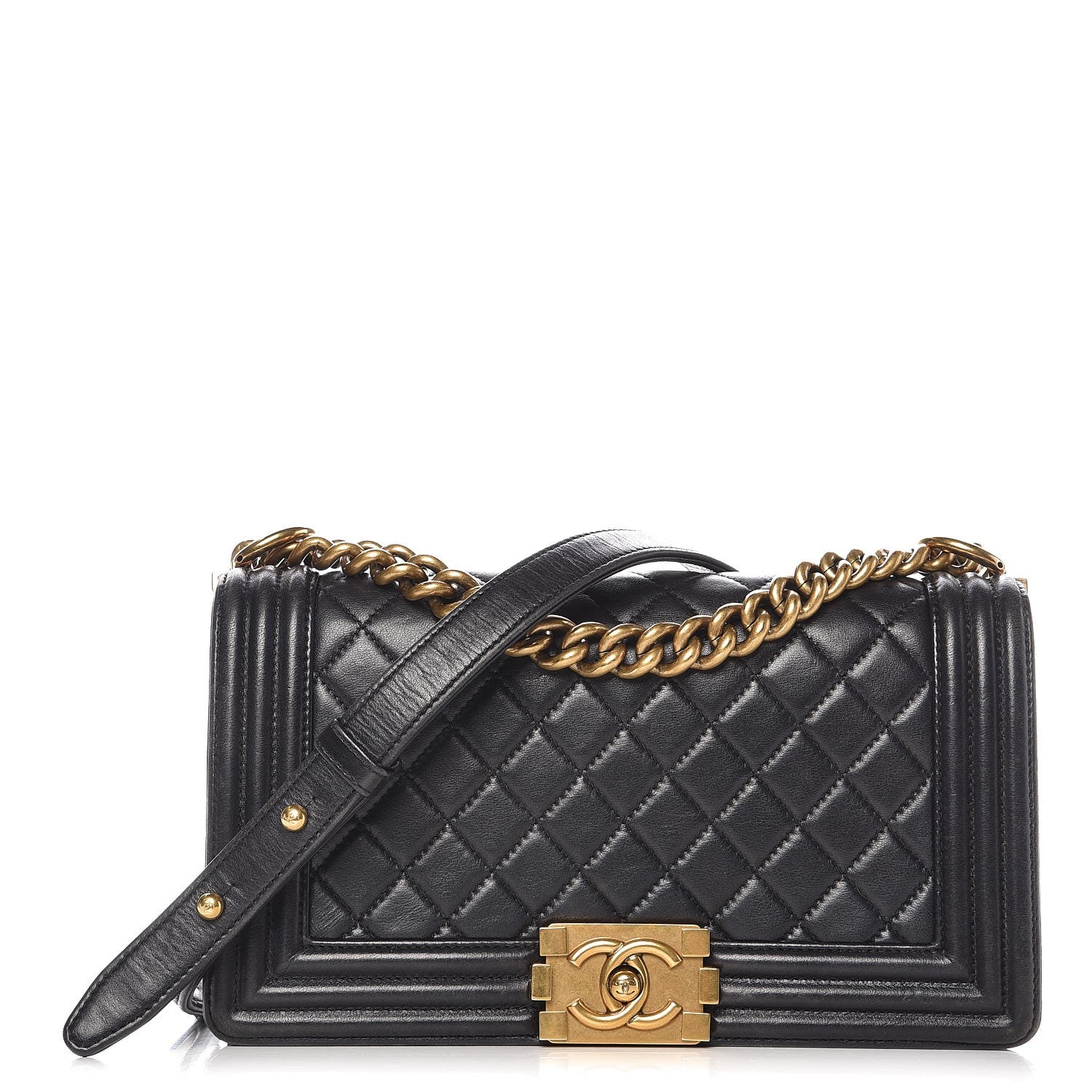 Chanel Calfskin Quilted Medium Boy Flap Black 277159 – FASHIONPHILE