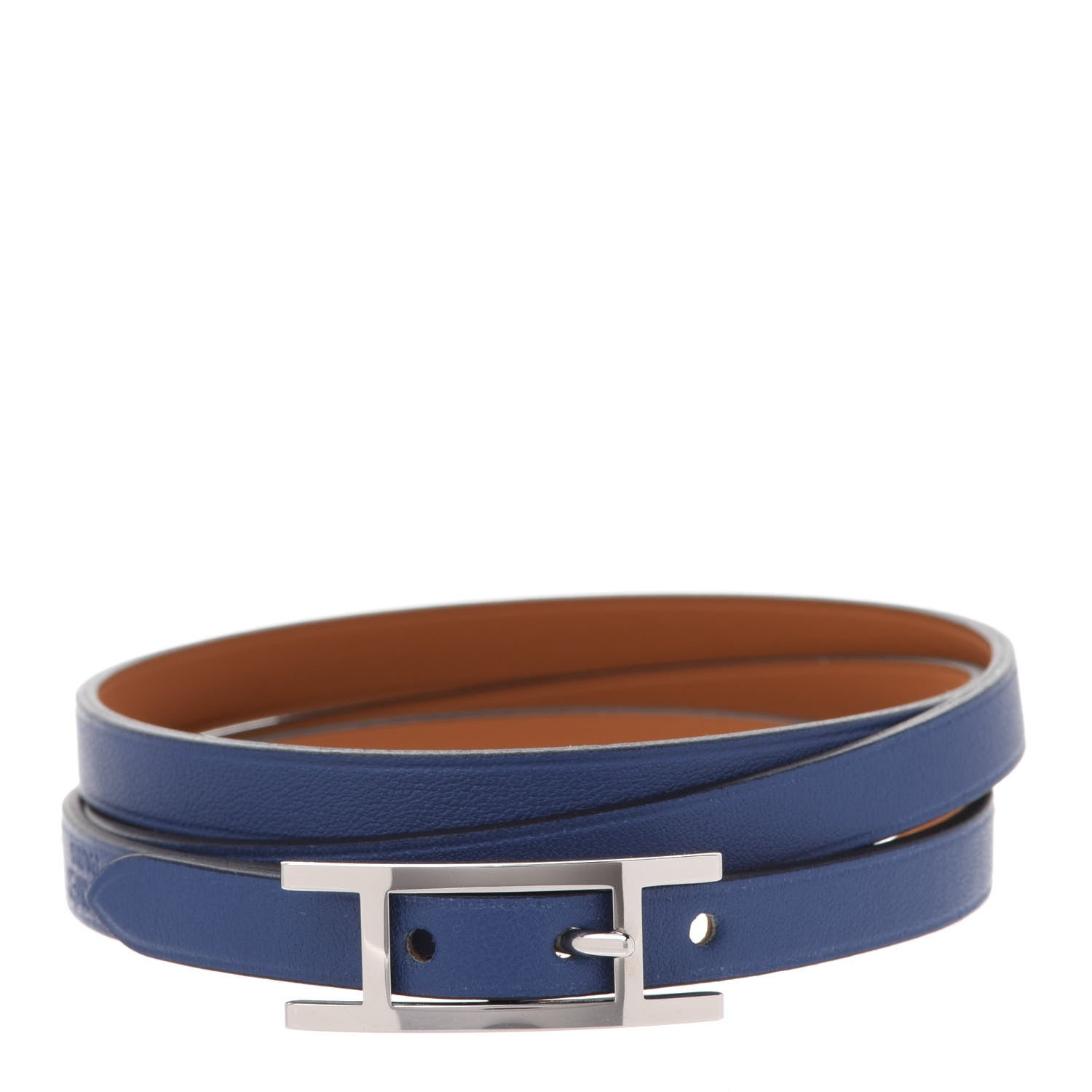 Hermes Swift Hapi 3 MM Triple Tour Bracelet T2 Bleu Saphir 906859 ...