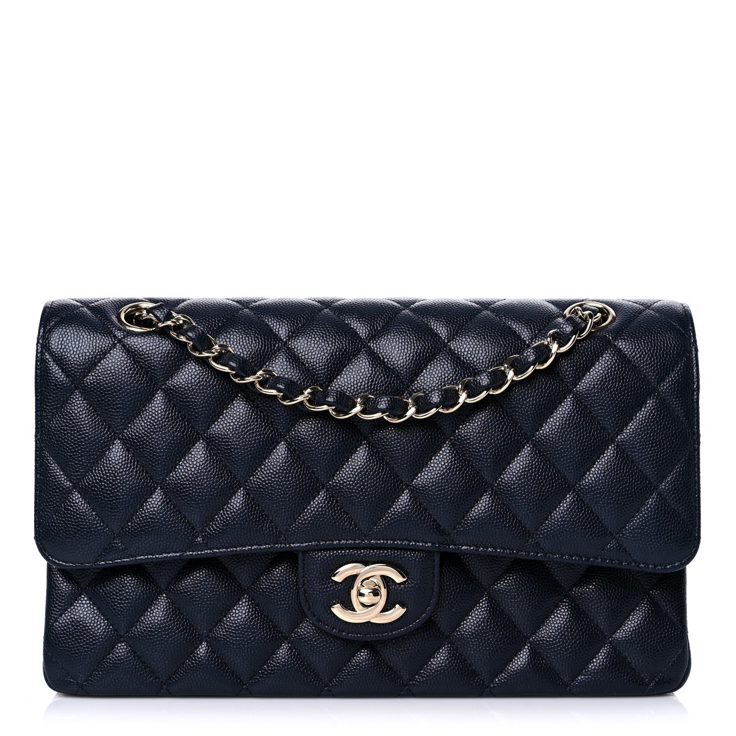 Chanel Caviar Quilted Medium Double Flap Navy 1090983 – FASHIONPHILE