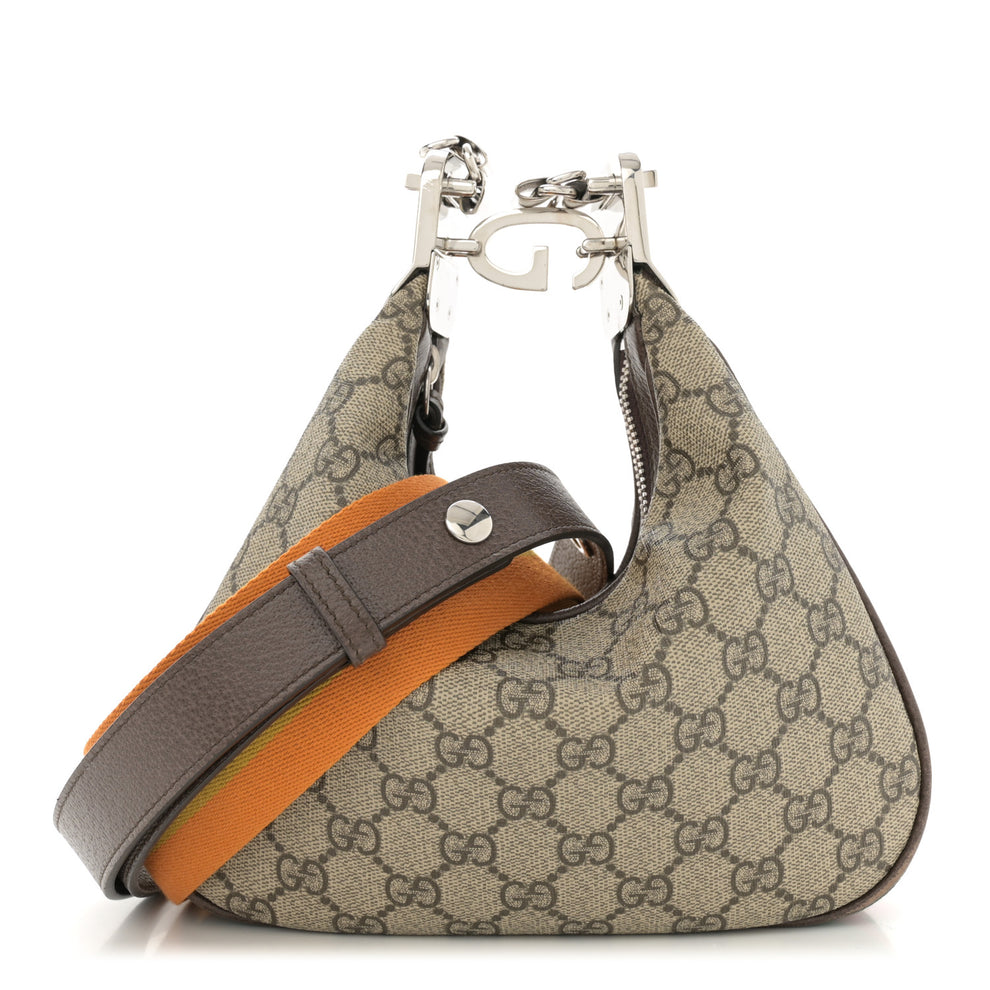 Gucci GG Supreme Monogram Textured Calfskin Web Small Attache Shoulder ...