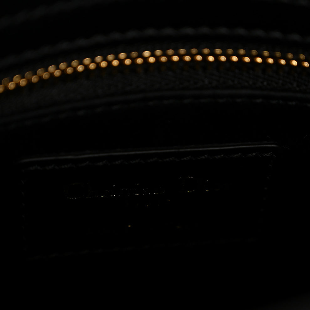 Christian Dior Lambskin Cannage Beaded Embroidery Mini Lady Dior Black ...